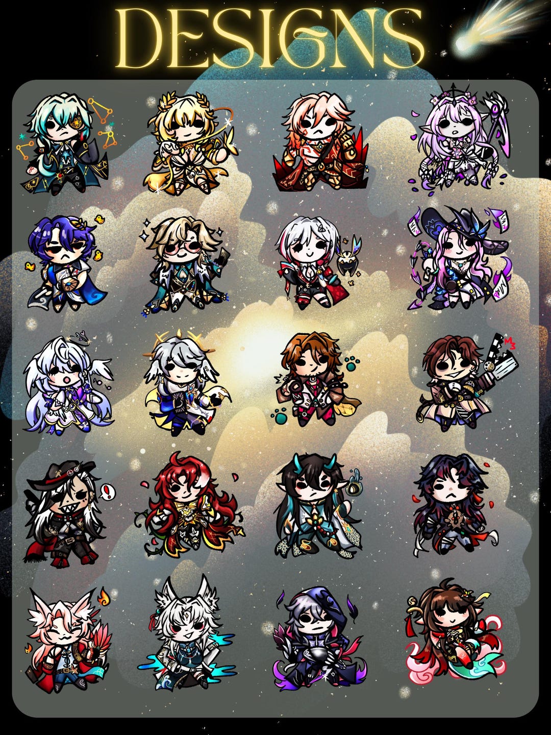 Honkai Star Rail Ink Chibi Glitter Holo Charms || Amphoreus, Penacony ...