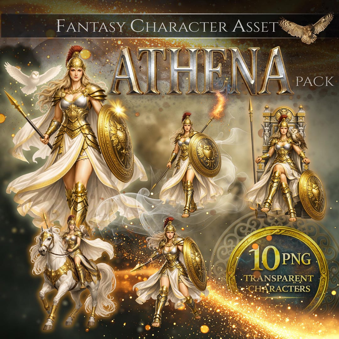 Athena Greek Goddess PNG | Fantasy Character Asset | Mythology Warrior ...