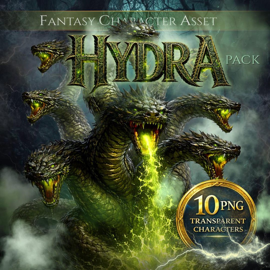 Hydra Monster Character PNG Dark Fantasy Hydra Creature Mythical Beast ...