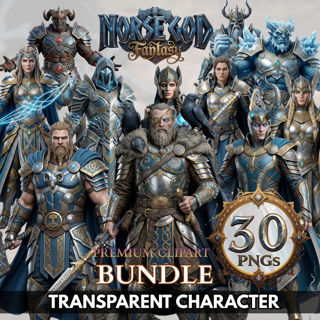 Norse Gods Bundle 30 Characters 4K PNG, Viking Mythology 3D Full Body ...