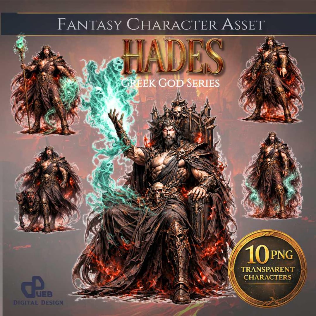 Hades- Greek Mythology Fantasy Character Assets 10 PNG Dark God ...