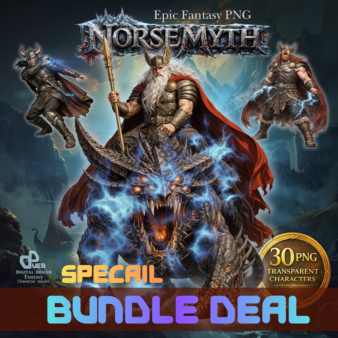 Norse Mythology PNG Bundle, Viking Warrior Fantasy Characters - Etsy