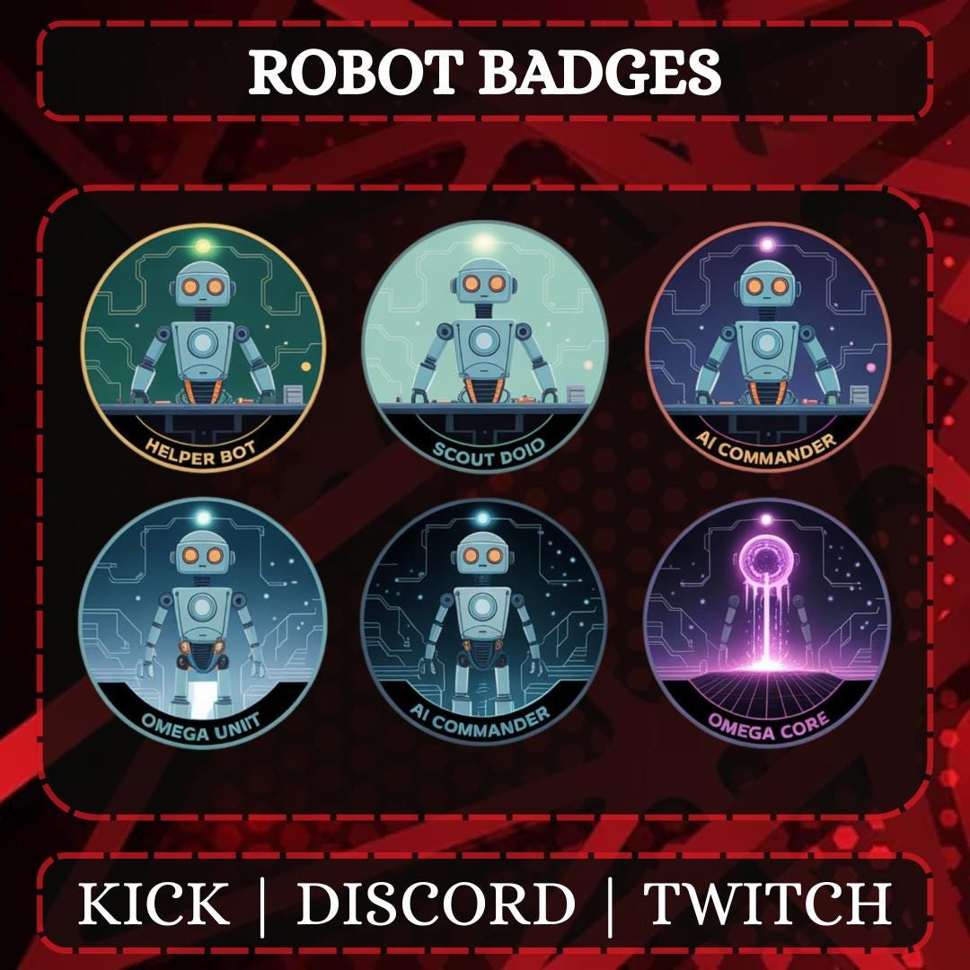 Robot Badges for Twitch | Sub & Bit Badges | Character Sub Badges ...