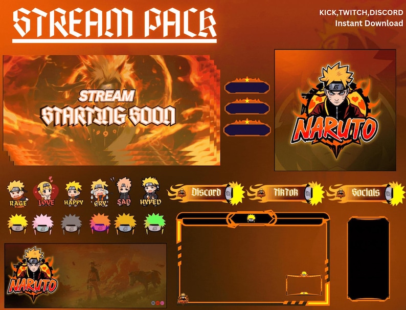 Ultimate Anime-themed Stream Pack | Animated Screens, Overlays, Emotes ...