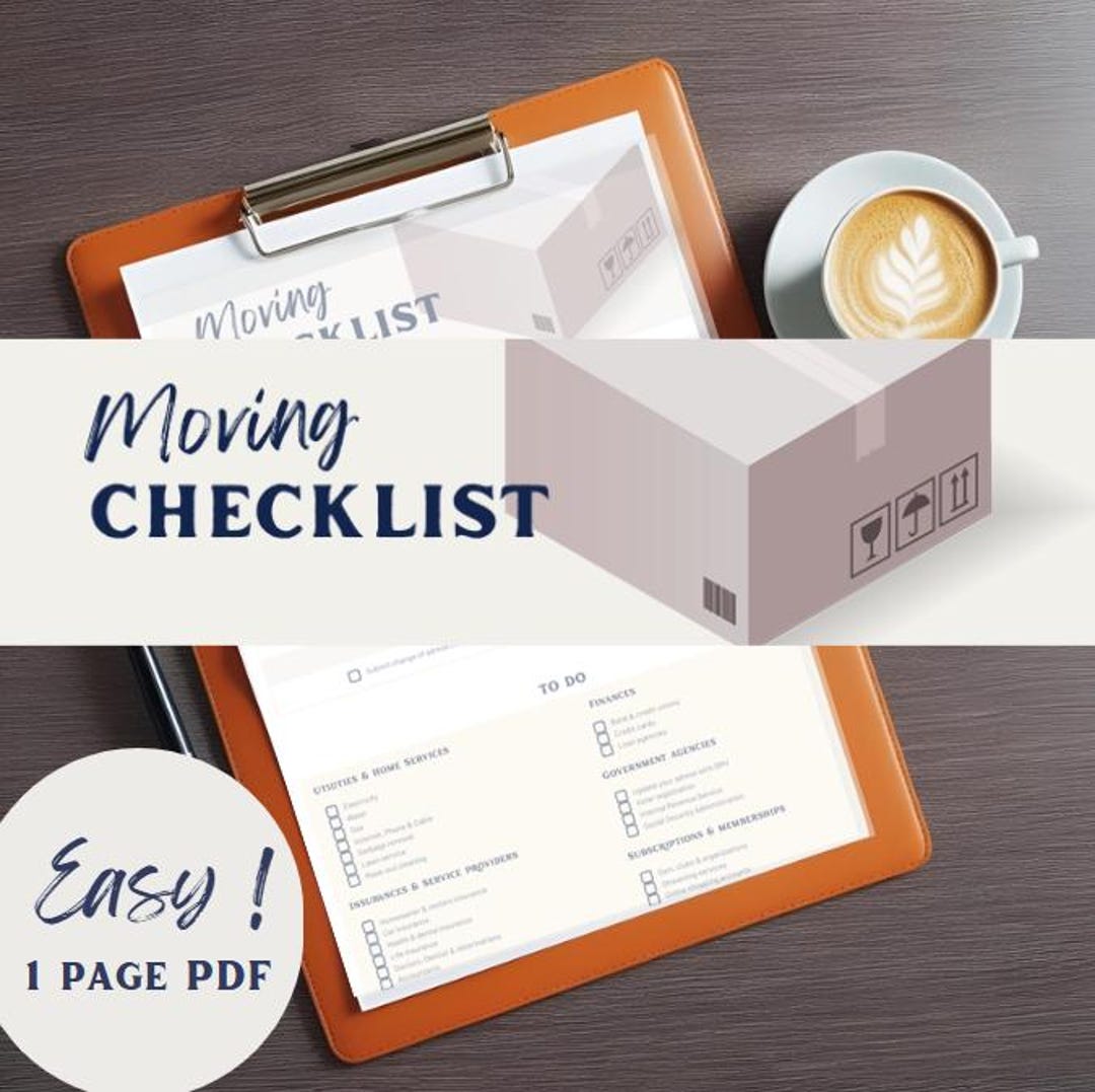 Moving Checklist - Printable PDF - Etsy