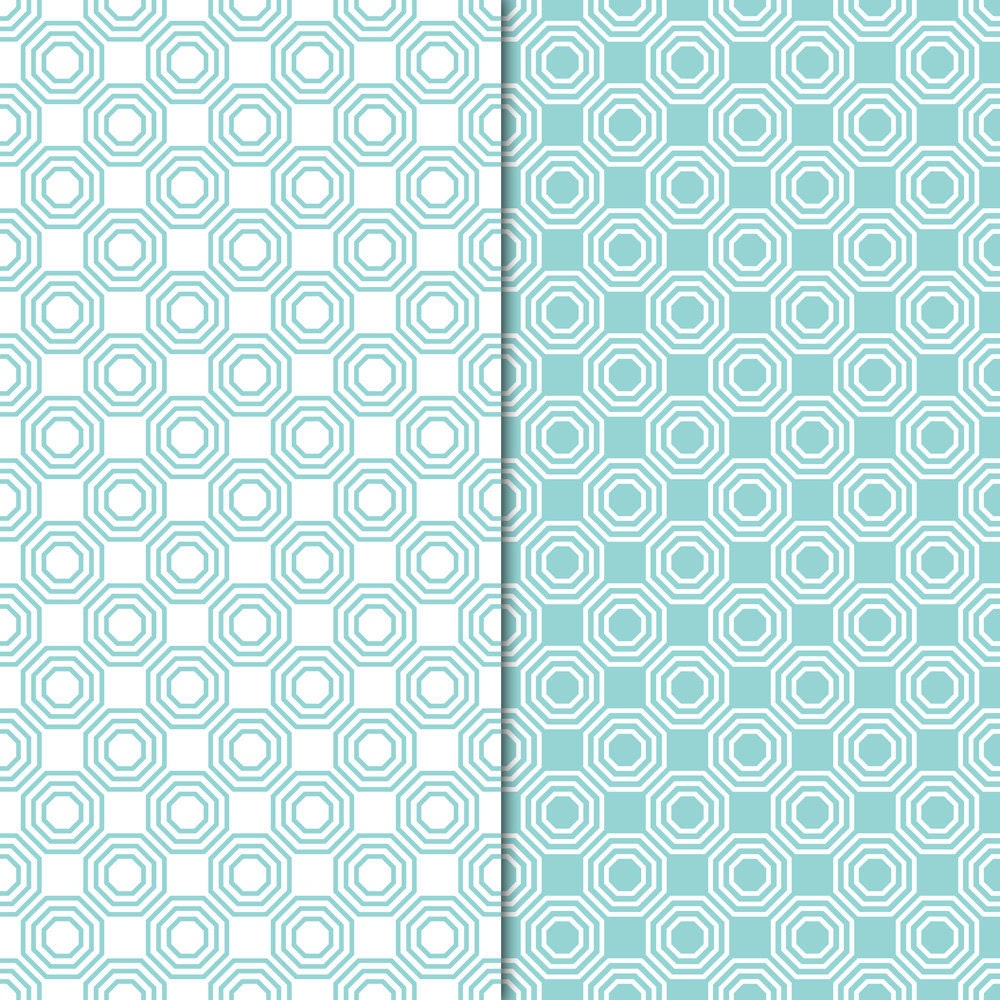 Blue Digital Paper Pack Geometric Patterns Instant Download DIY Wedding ...