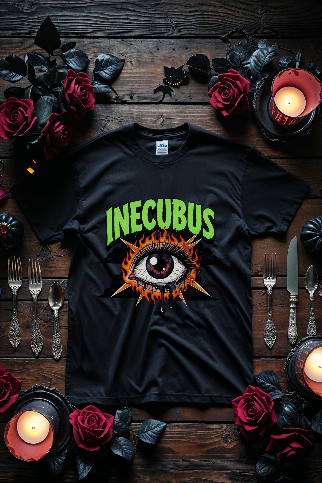Incubus Symbol Shirt Neon Green 'incubus' Eye Tee - Bold Creepy Graphic ...