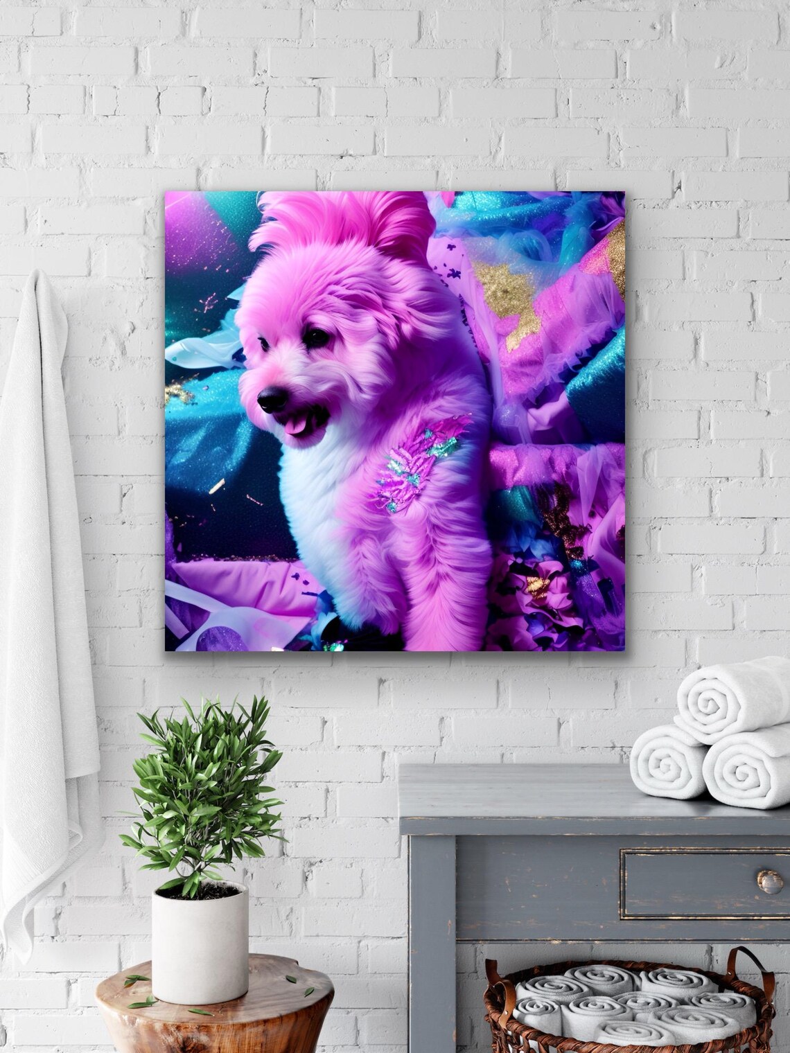 Purple Puppy Nursery Print: Fluffy Dog Digital Download - Etsy