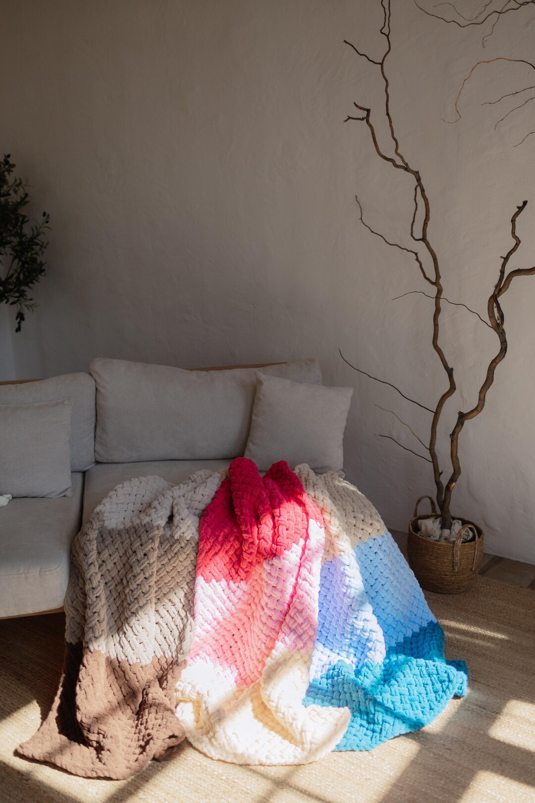 Personalized Gift, Custom Knit Throw, Color Block Custom Name Knit ...
