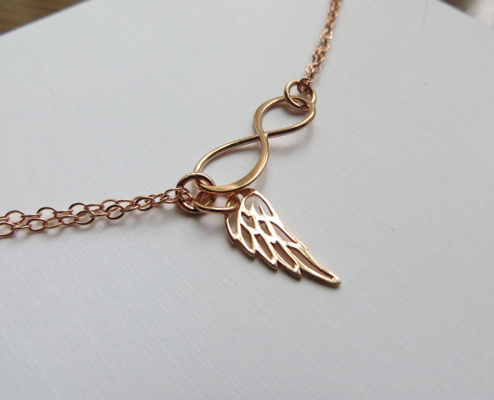 Rose Gold Infinity Angel Wing Necklace Miscarriage Gift - Etsy