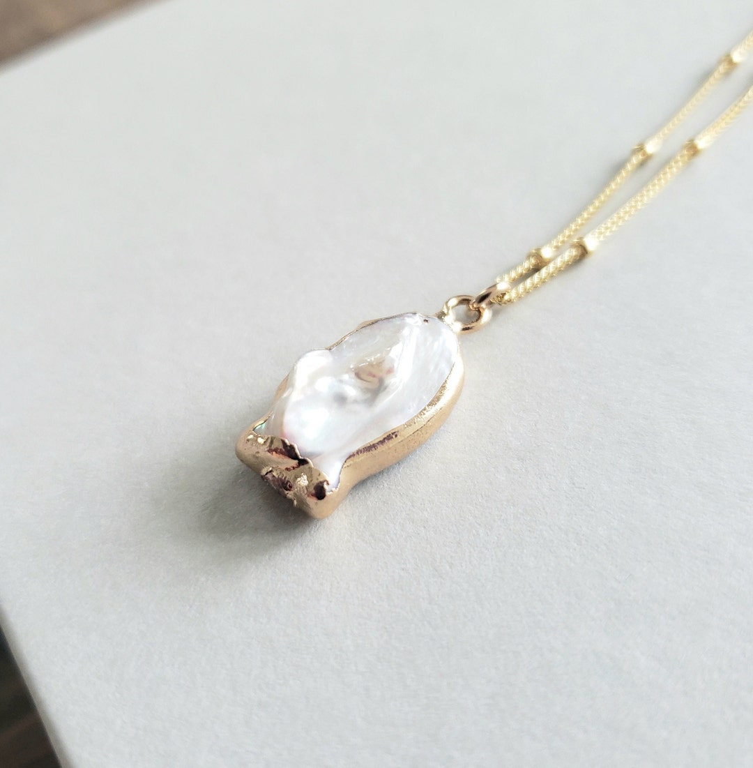 Irregular Gold Dipped Keishi Pearl Necklace, Bridesmaid, Raw Natural ...