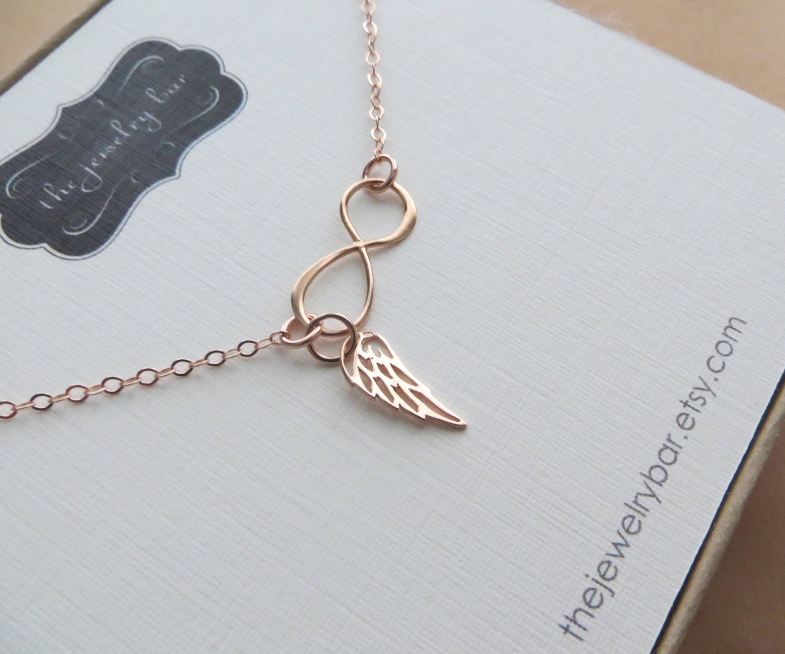 Rose Gold Infinity Angel Wing Necklace Miscarriage Gift - Etsy