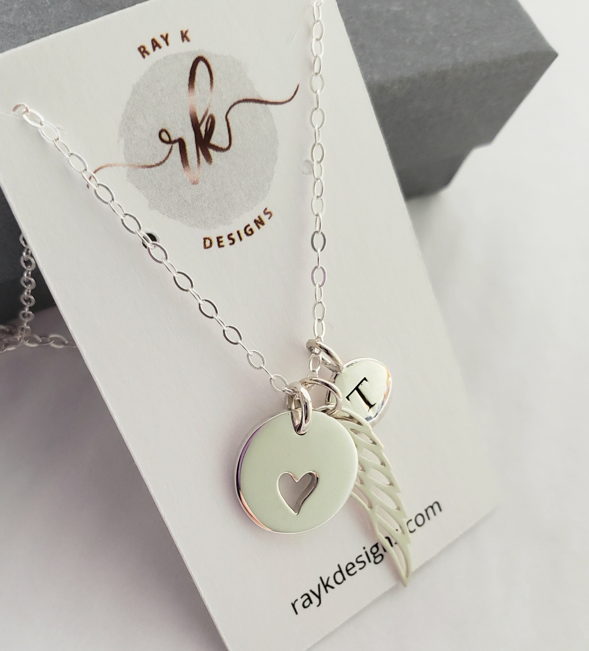 Personalized Angel Wing Necklace Angel Wing Charm and | Etsy