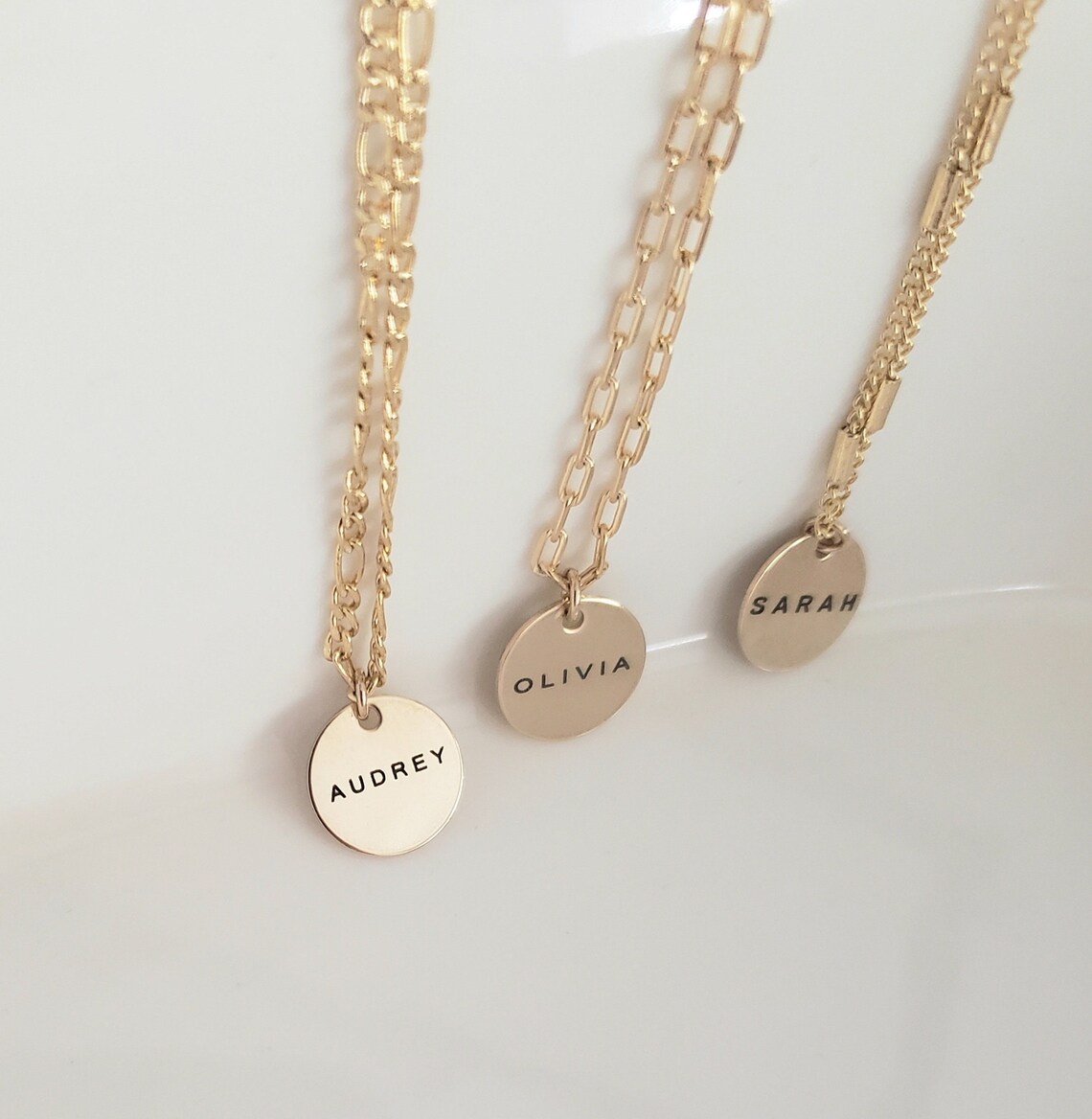 Minimalist Name Tag Necklace 18k Gold Filled Chain Simple - Etsy