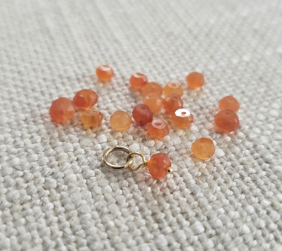 Tiny Orange Carnelian Gemstone Dangle Charm Genuine Gemstone Pendant 2. ...