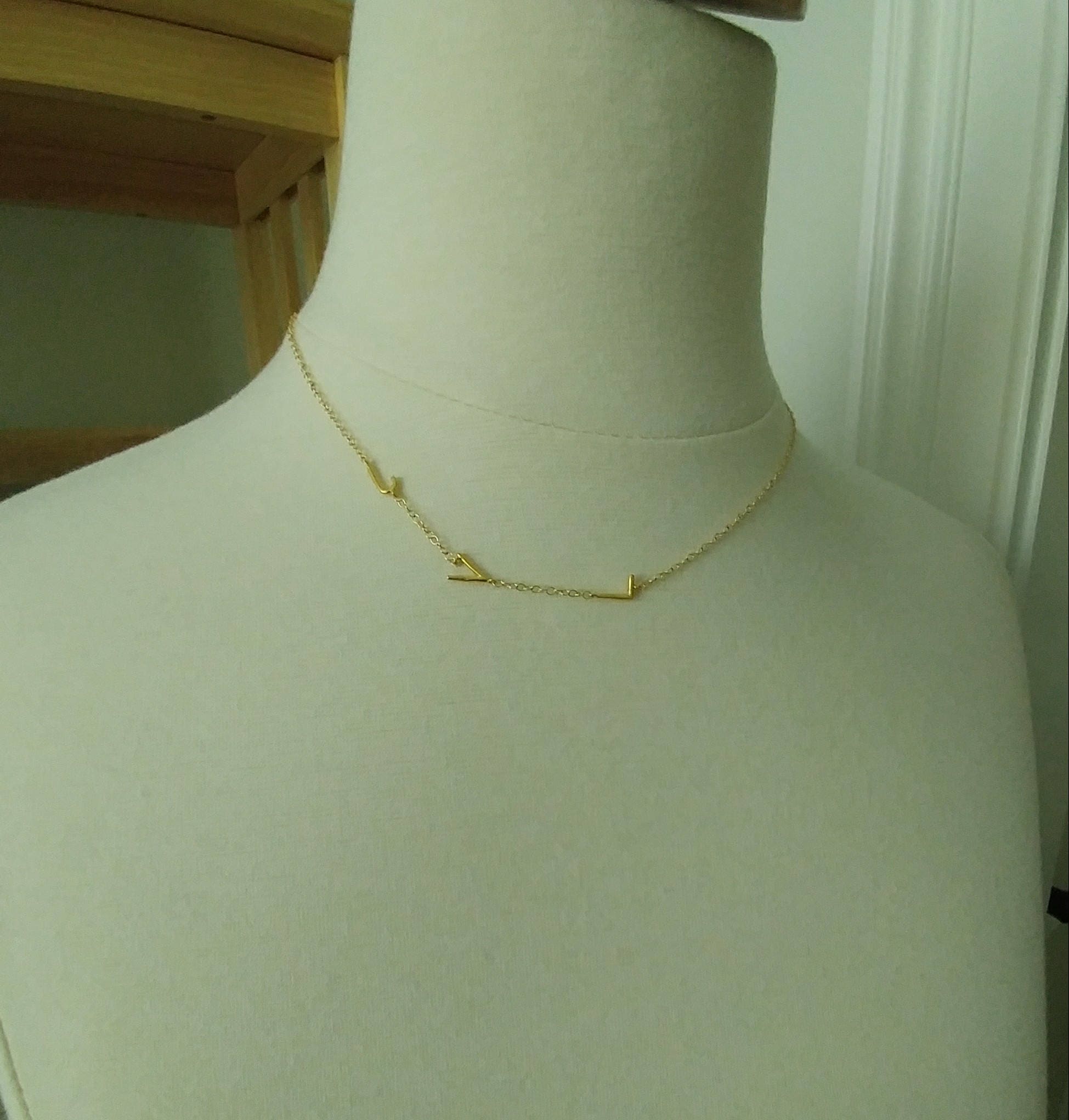 Multiple Initial Necklace Gold Sideways Initial Charm | Etsy