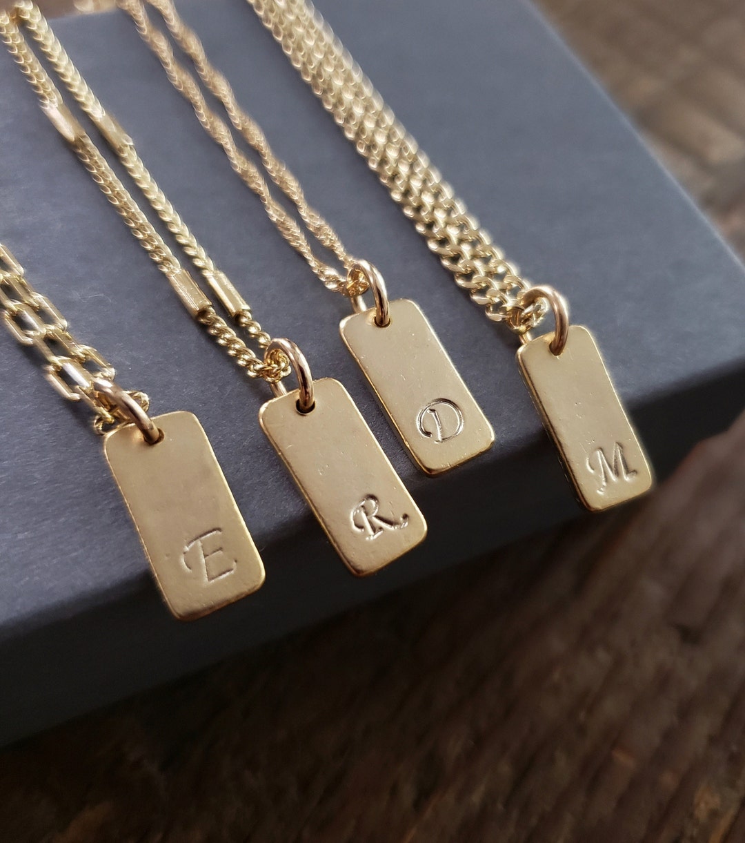 Minimalist Initial Unique Chain Necklace, 18k Gold Filled Chain ...