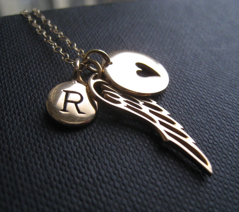 Personalized Angel Wing Necklace Angel Wing Charm and - Etsy