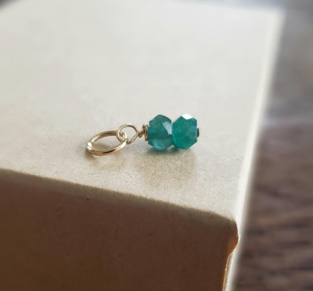 Custom Double Stacked Birthstone Charm, Genuine Gemstone Pendant, Just ...