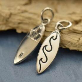 Surfboard Charm Necklace Sterling Silver Gold Gift for Surfer Beach ...