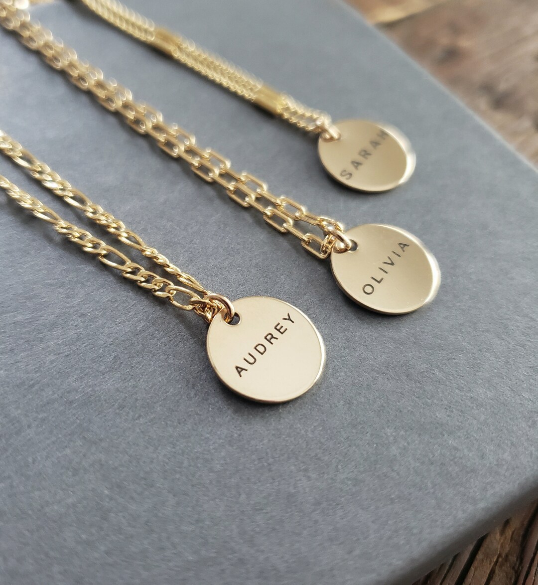 Minimalist Name Tag Necklace 18k Gold Filled Chain Simple - Etsy