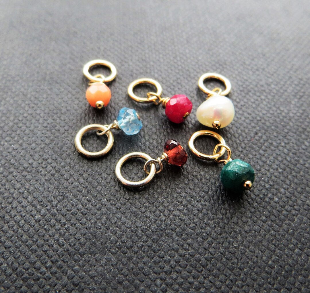 Tiny Birthstone Charm, Genuine Gemstone Pendant, 2.5-4mm Small Dangle ...