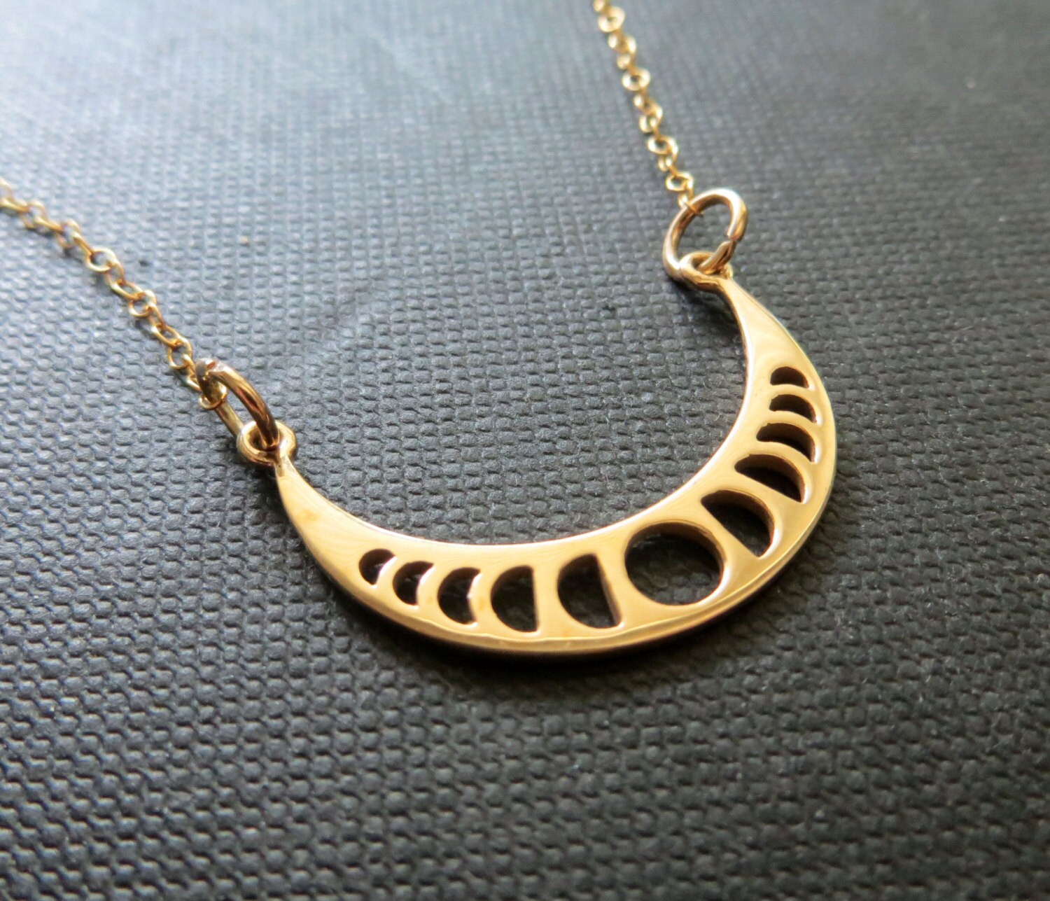 Moon Phases Necklace Sideways Moon Charm Necklace Celestial - Etsy