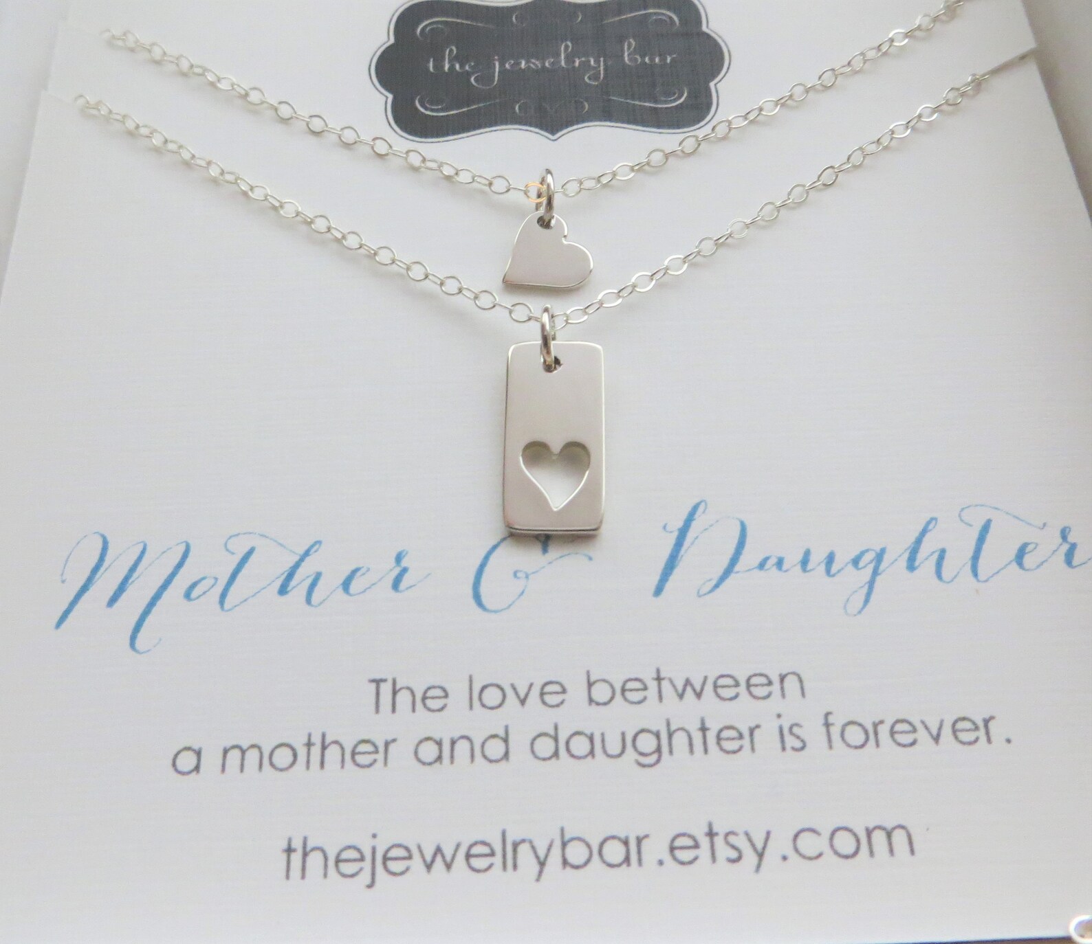 Mother Daughter Necklace, Two Silver Heart Necklace, Mother Daughter ...