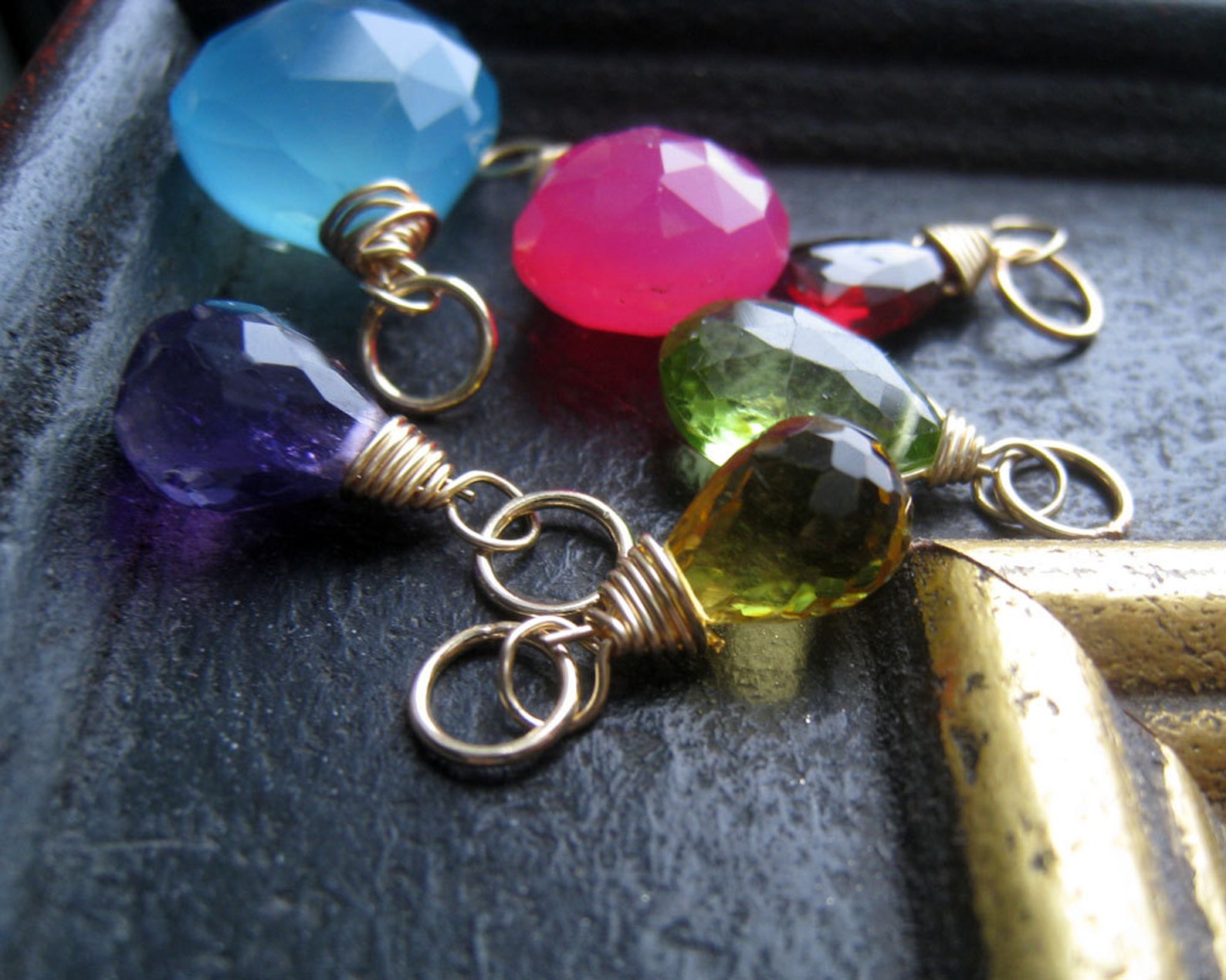 Gemstone Pendant Wire Wrapped Gemstone Charm Birthstone Charms Weddings ...