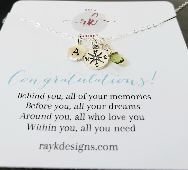 Graduation Gift for Daughter Personalized Compass Necklace Initial ...