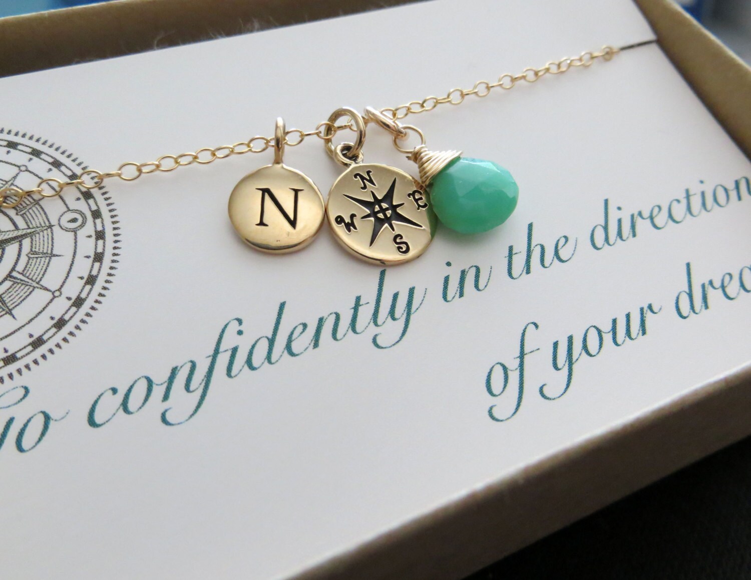 Graduation Gift for Daughter Personalized Compass Necklace Initial ...