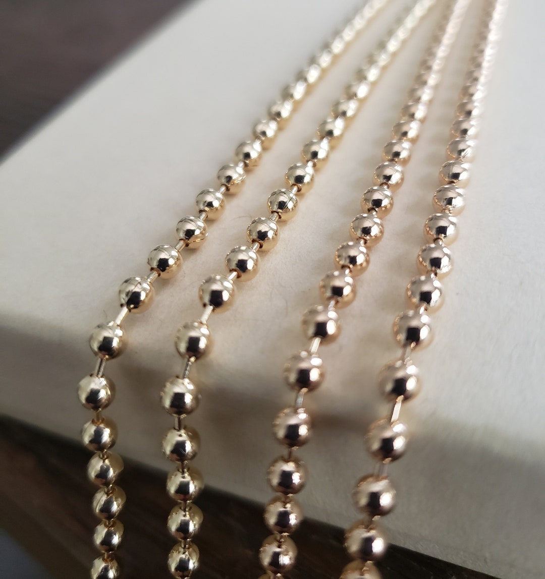 18k Gold Filled 3m Ball Bead Necklace, Great for Layering, Ball Chain ...