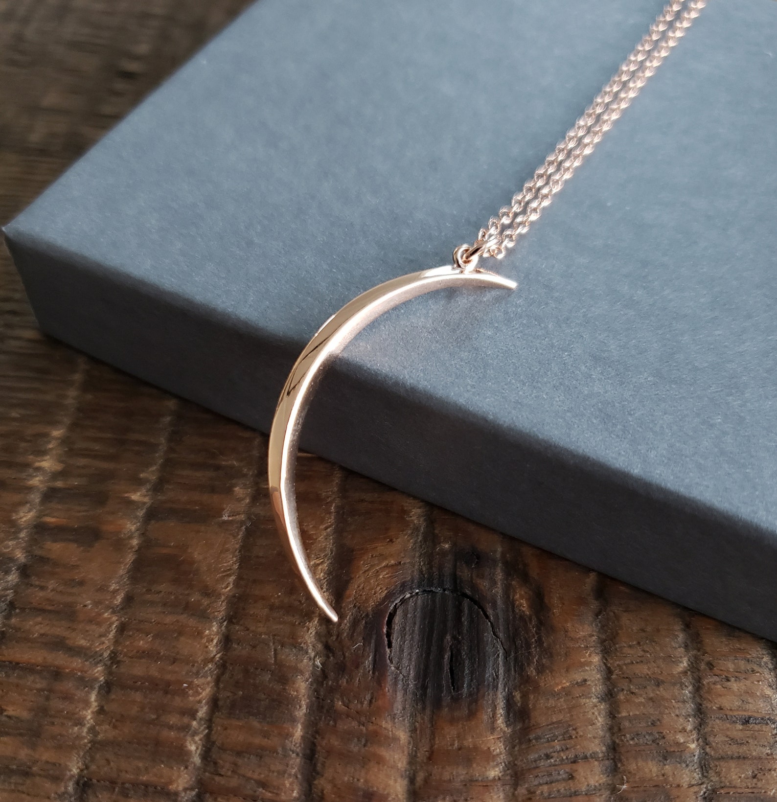 Skinny Moon Necklace Crescent Moon Necklace Celestial - Etsy