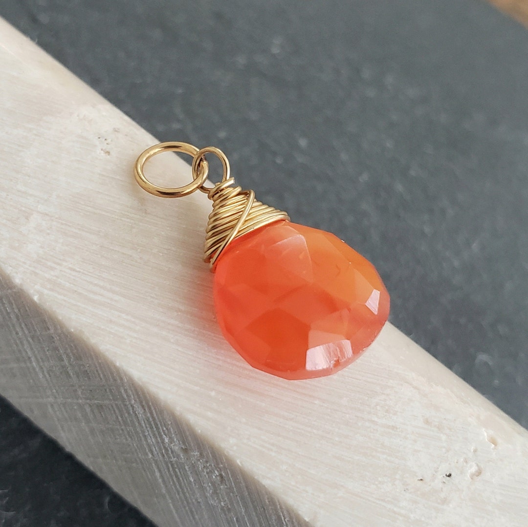 Fire Orange Chalcedony Charm, Dangle, Just Burnt Orange Gemstone ...