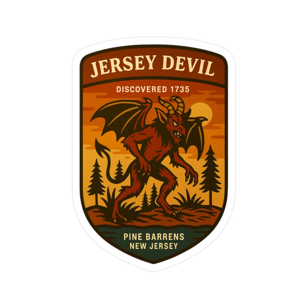 Jersey Devil Emblem Kiss-cut Vinyl Decal | Pine Barrens New Jersey - Etsy