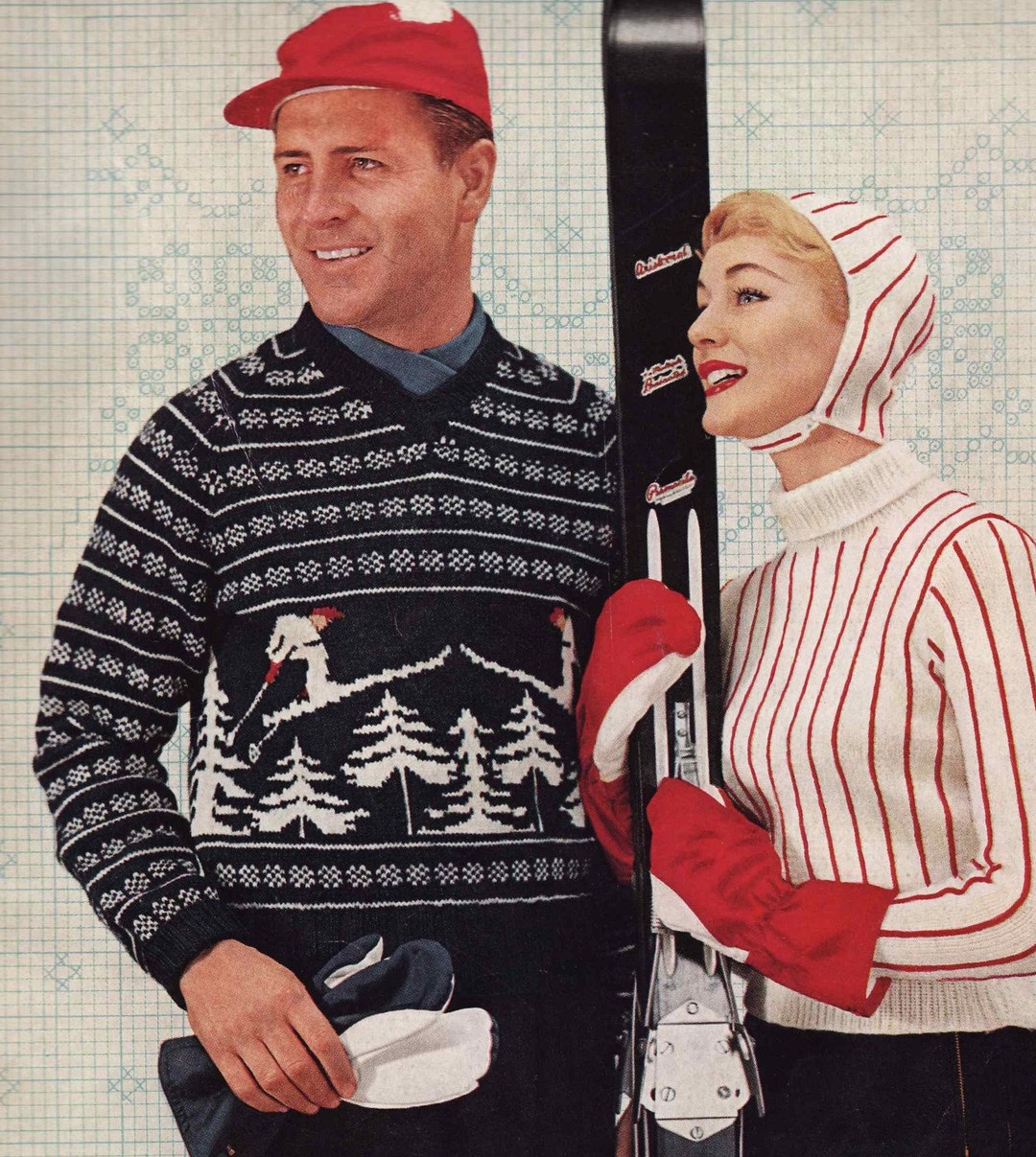 PATTERN Vintage MENS Ski Sweater PATTERN 1950s Skier Evergreens ...