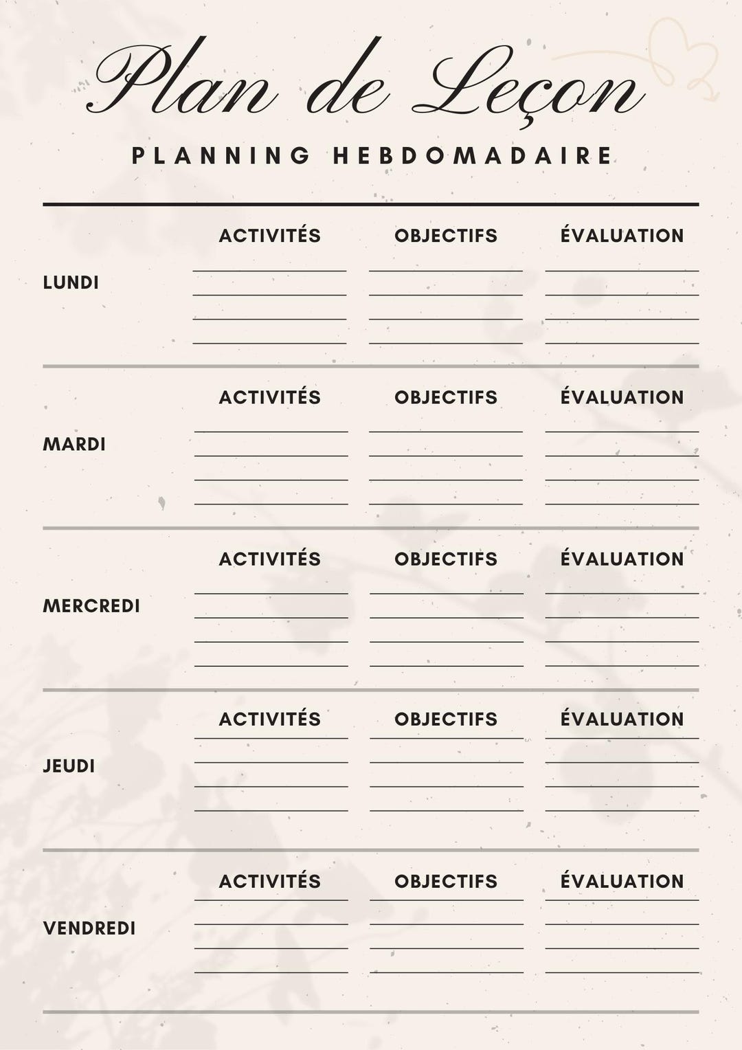 Weekly Lesson Plan Template: Homeschool Printable (PDF/PNG) - Etsy ...