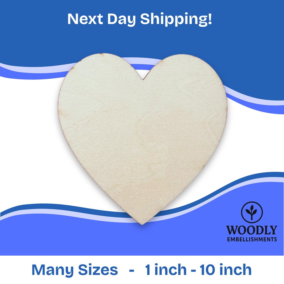 Unfinished Wooden Heart Cutouts – 3mm Basswood Craft Blanks – DIY ...