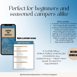 Printable Camping Packing Checklist | A4 PDF Camping Trip Planner ...