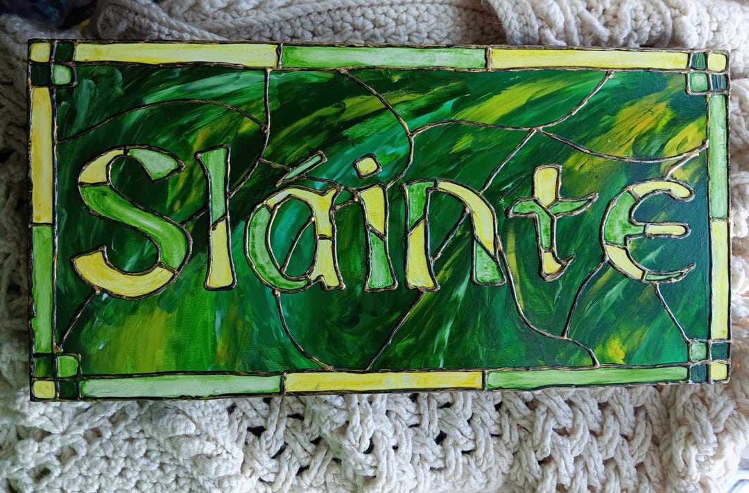 Sláinte Faux Stained Glass Sign Painting - Etsy