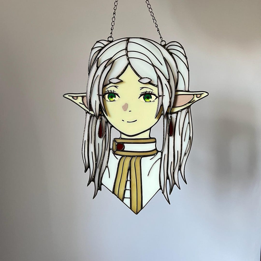 Elven Stained Glass Panel, Fantasy Character Window Hanging - Etsy