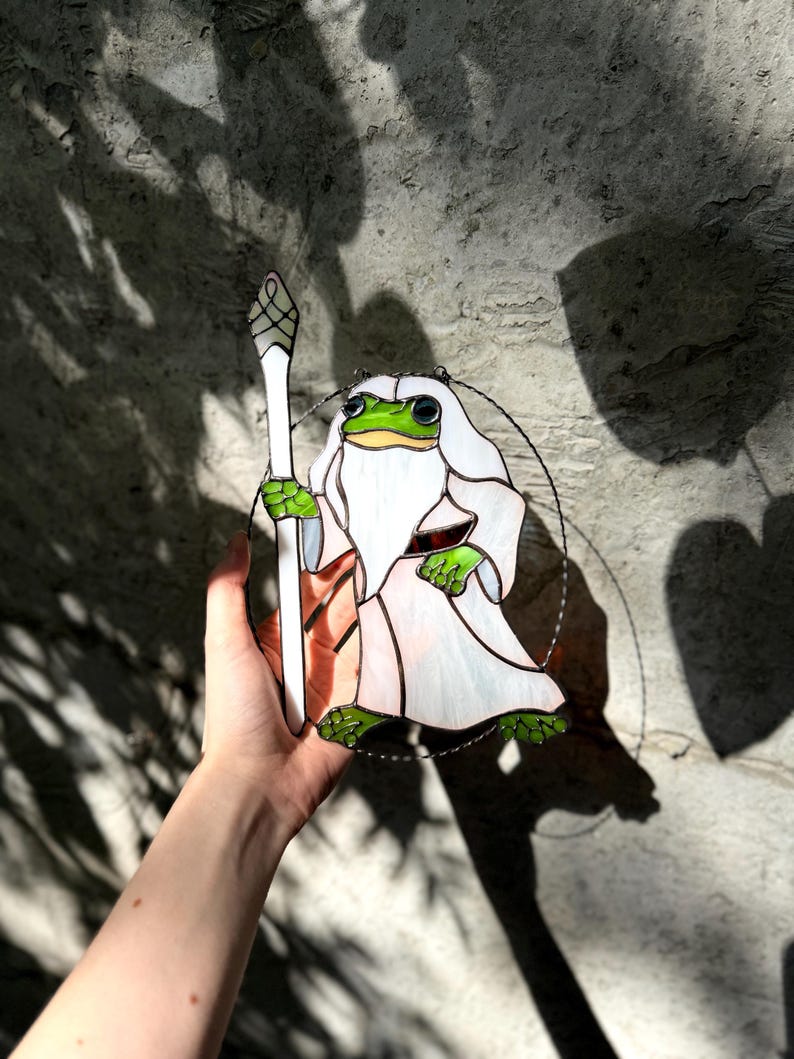 Stained Glass Frog Wizard Suncatcher, Wizard Toad Window Hanging ...