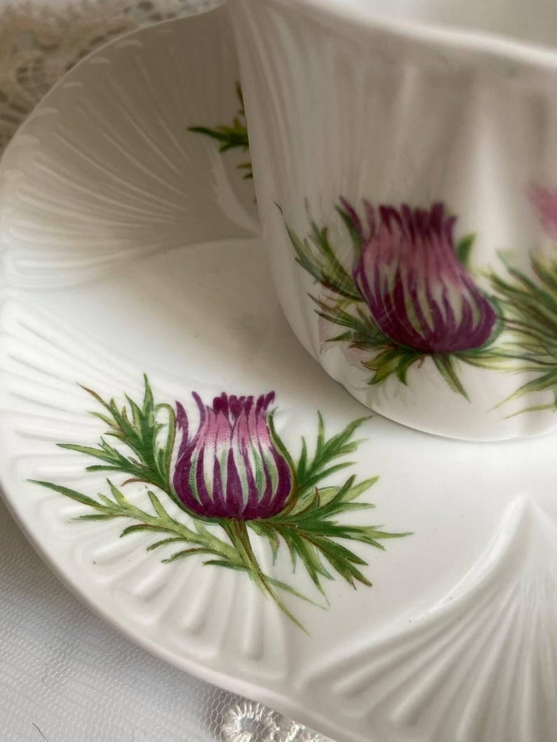 Vintage Shelley Fine Bone China Tea Cup and Saucer, Thistle Pattern ...
