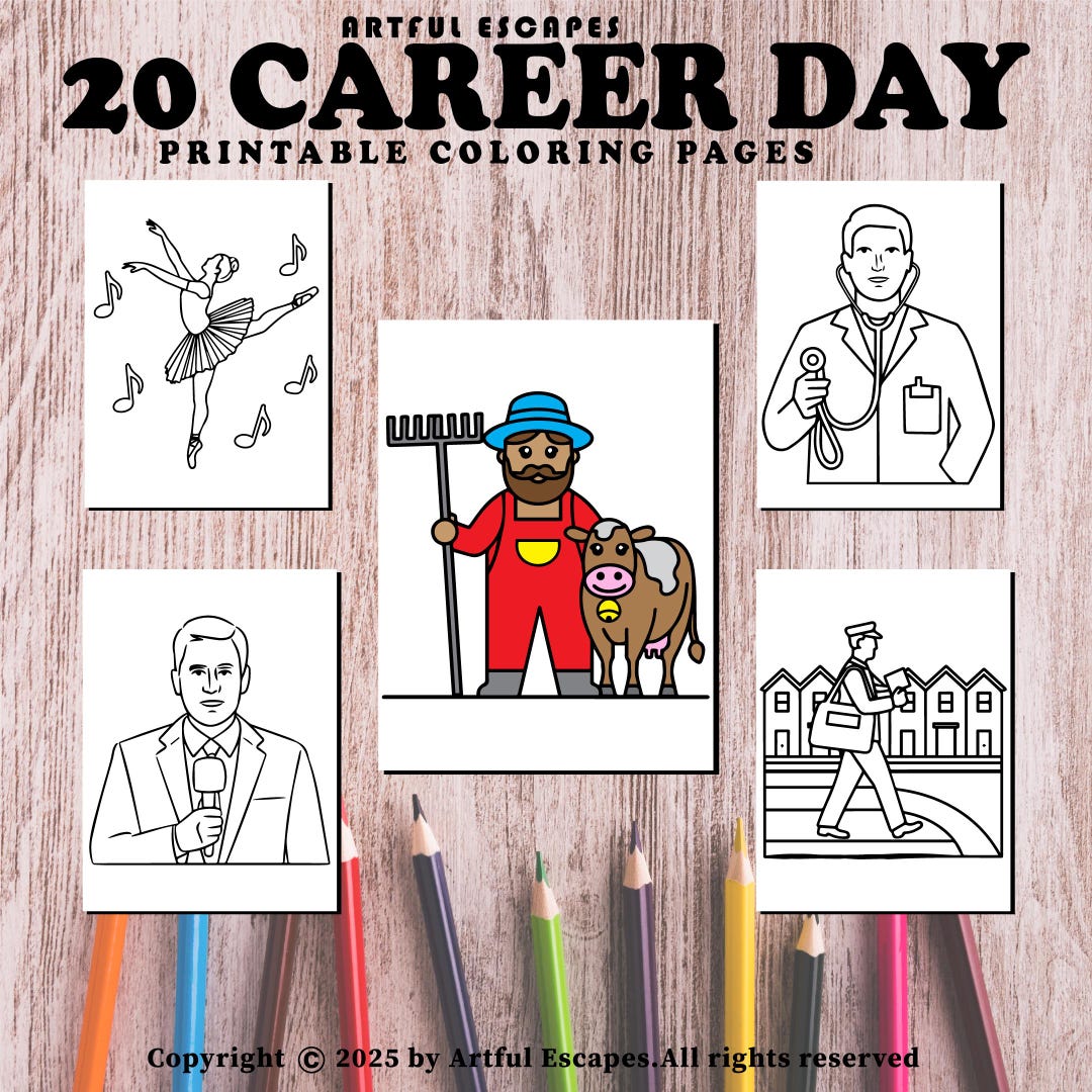 Career Day Coloring Book for Kids – 20 Printable Community Helpers ...