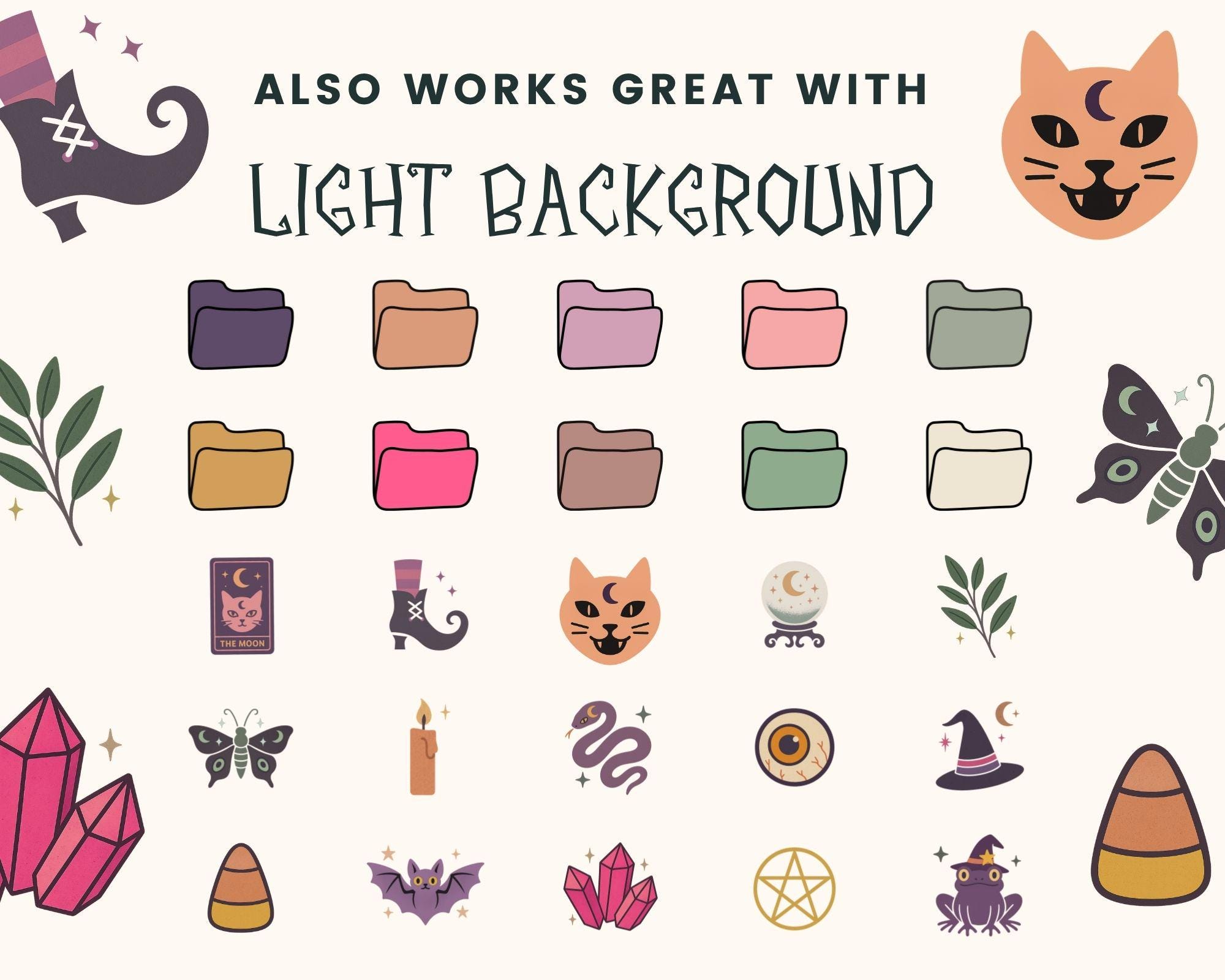 Midnight Witch Folder Icons for Mac and Windows – Spooky Cute Desktop ...