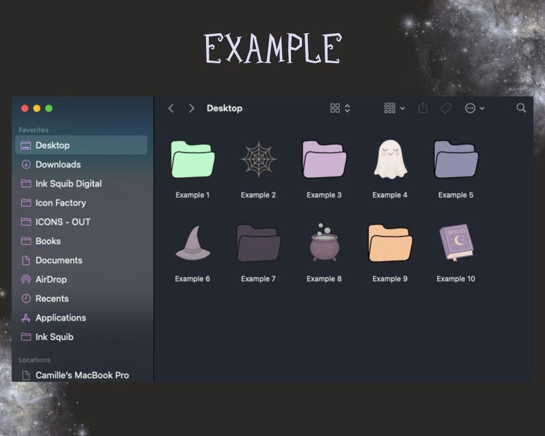 Kawaii Witch Folder Icons: Pastel Goth Desktop Theme (mac & Windows ...