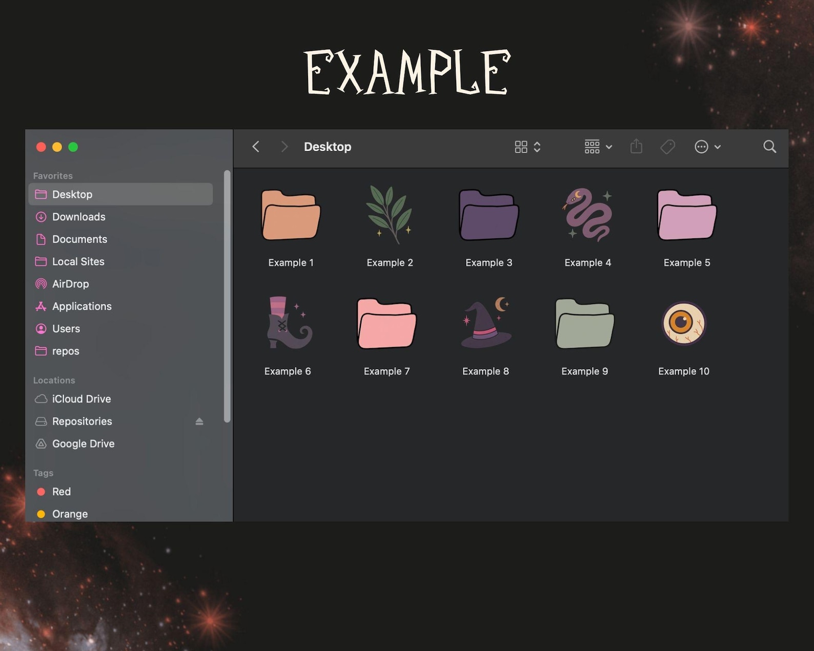 Midnight Witch Folder Icons for Mac and Windows – Spooky Cute Desktop ...