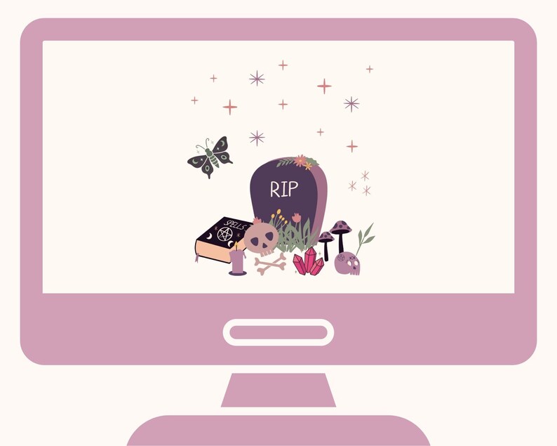 Witch Desktop Organizer Wallpaper & Icons: Pastel Halloween Theme ...