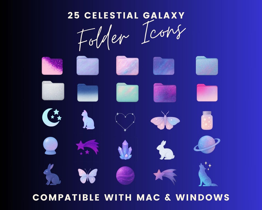 Galaxy Folder Icons: Pastel Celestial Theme for Mac & Windows (digital ...