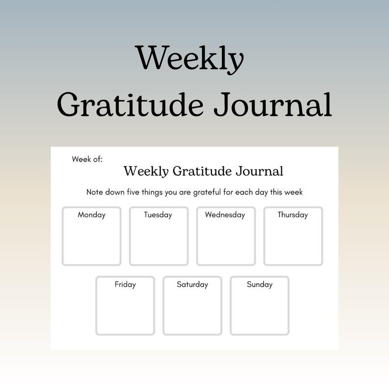 Weekly Gratitude Journal - Etsy
